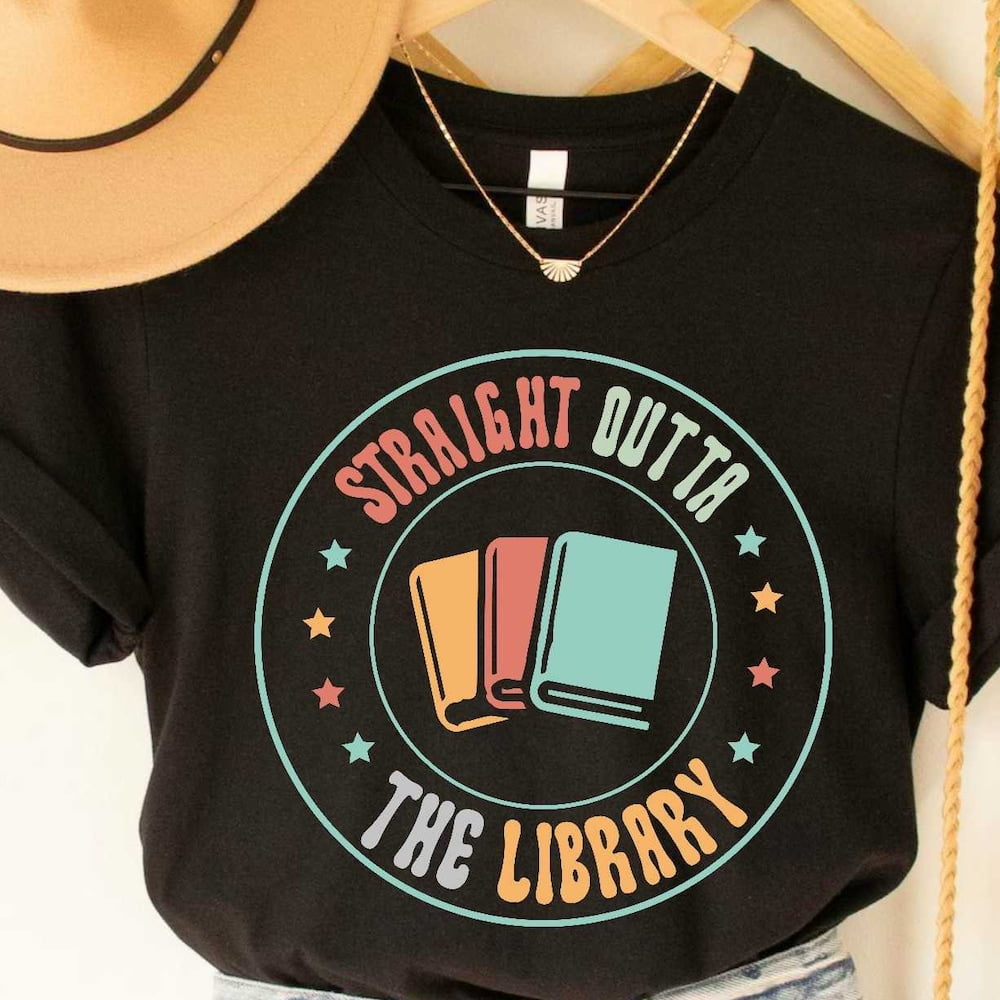Vintage Funny Librarian Straight Outta The Library Gift For Book Lover ...