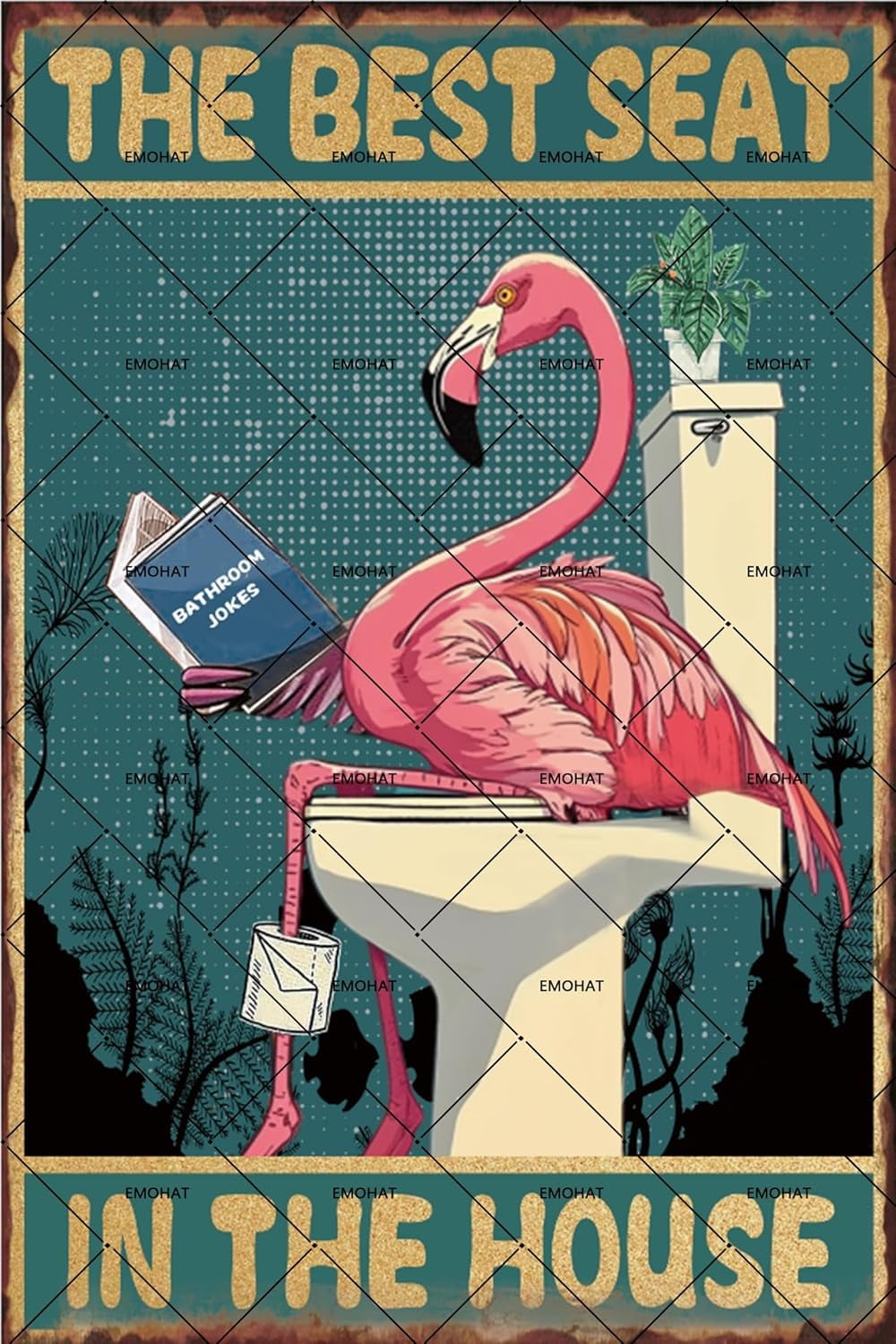 Vintage Funny Metal Tin Sign Flamingo Signs The Best Seat In The House ...