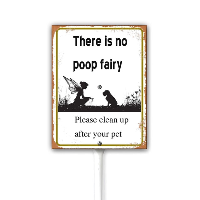 Vintage Funny Poop Fairy Yard Sign Dog Poop Yard Sign With Stake, No ...
