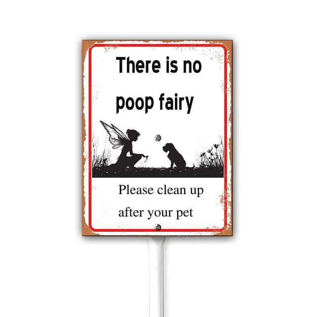 Vintage Funny Poop Fairy Yard Sign Dog Poop Yard Sign With Stake, No ...