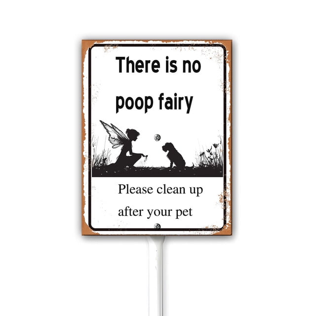 Vintage Funny Poop Fairy Yard Sign Dog Poop Yard Sign With Stake, No ...