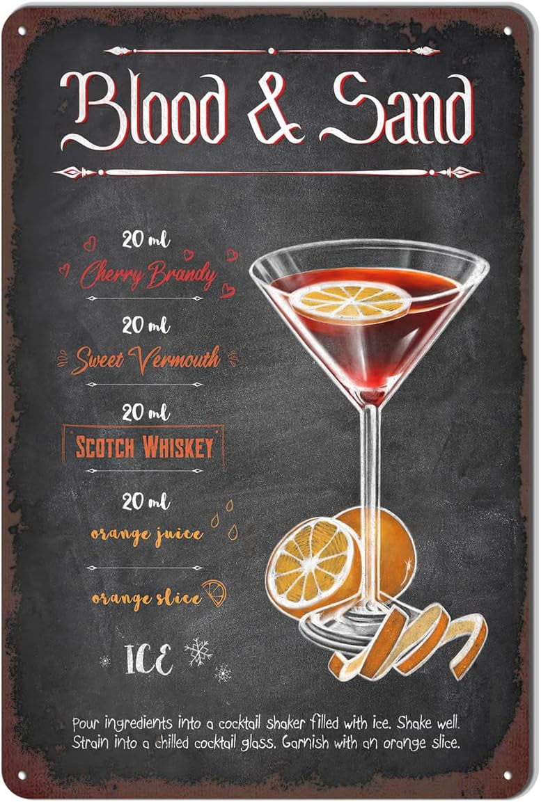 Vintage Funny Tin Signs Cocktail Vintage Cocktail Recipes Metal Sign ...