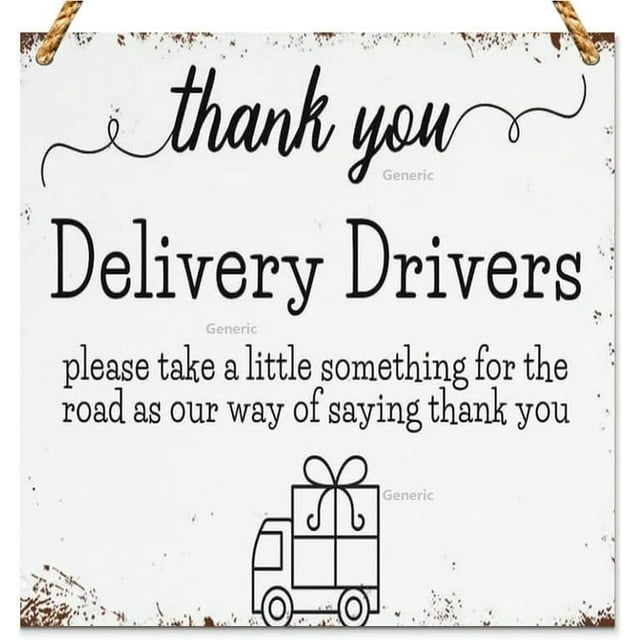 Vintage Funny Wall Decor Sign Delivery Thank You Delivery Driver Sign ...