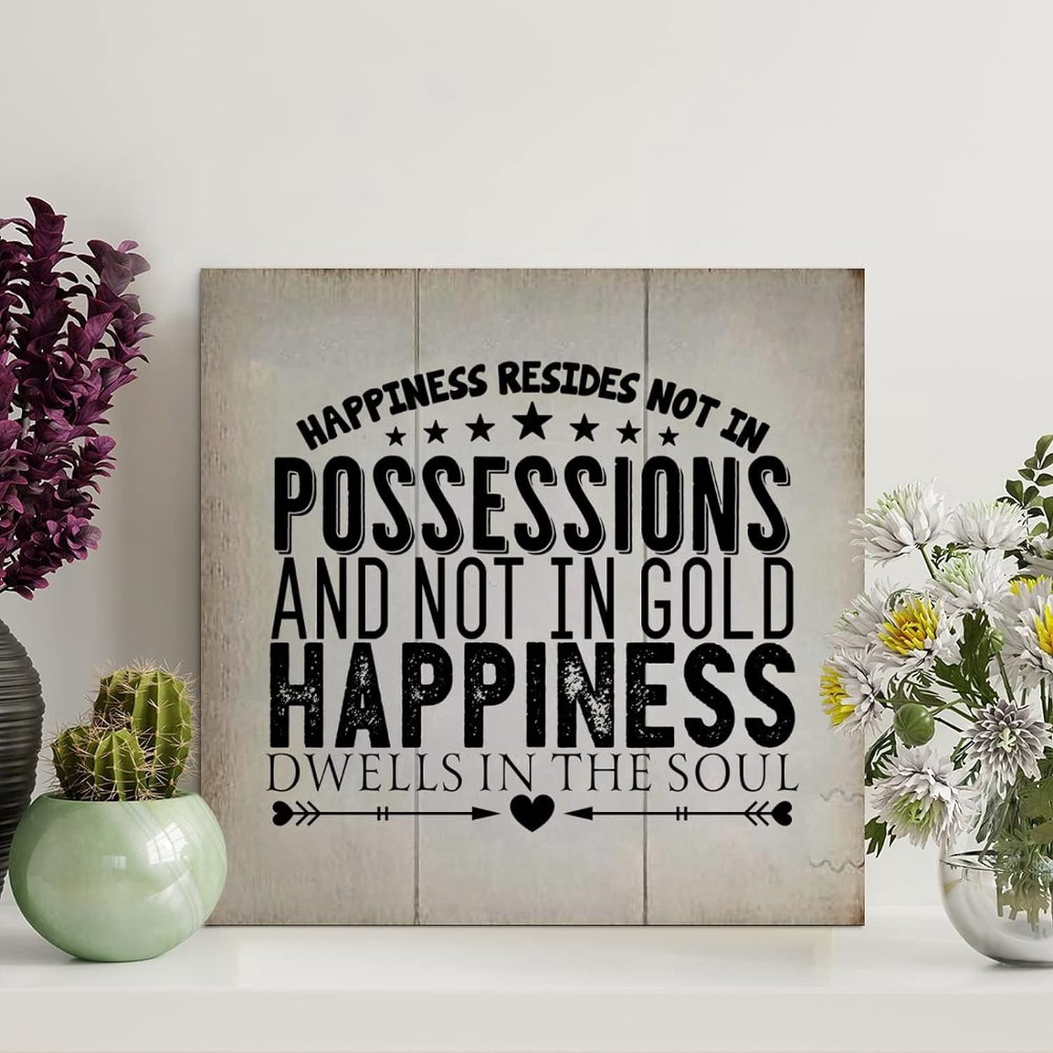 Vintage Funny Wooden Pallet Sign Happiness Resides Not In Possessions ...