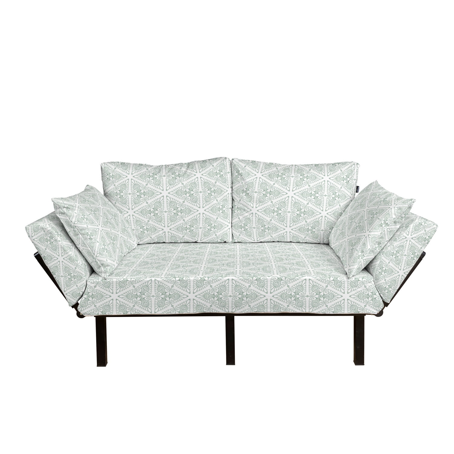 Vintage Futon Couch, Classical Art Nouveau Style Floral Pattern with ...