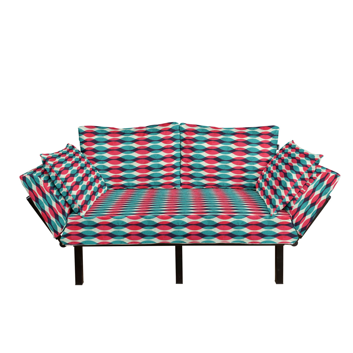 Vintage Futon Couch, Vertical Curves with Grunge Effect Old Weathered ...