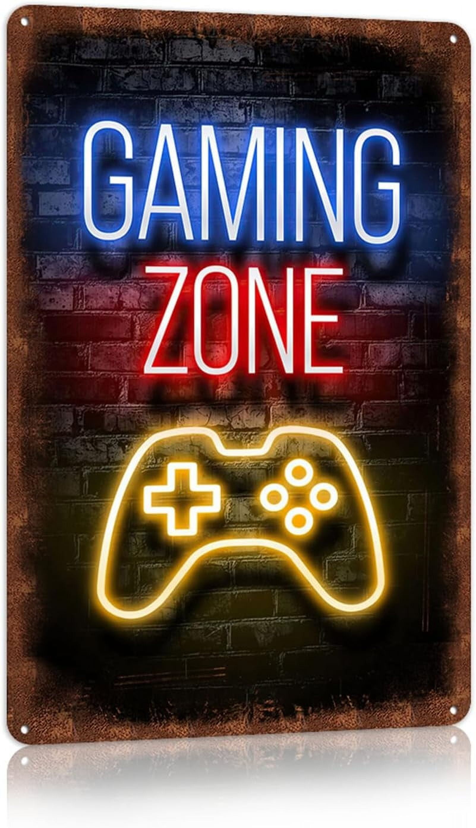 Vintage Game Room Metal Tin Sign Retro Gaming Zone Wall Decor for Boy ...