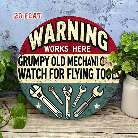 Vintage Garage Mechanic Warning Grumpy Tin Metal Signs Home Décor 8x8 ...