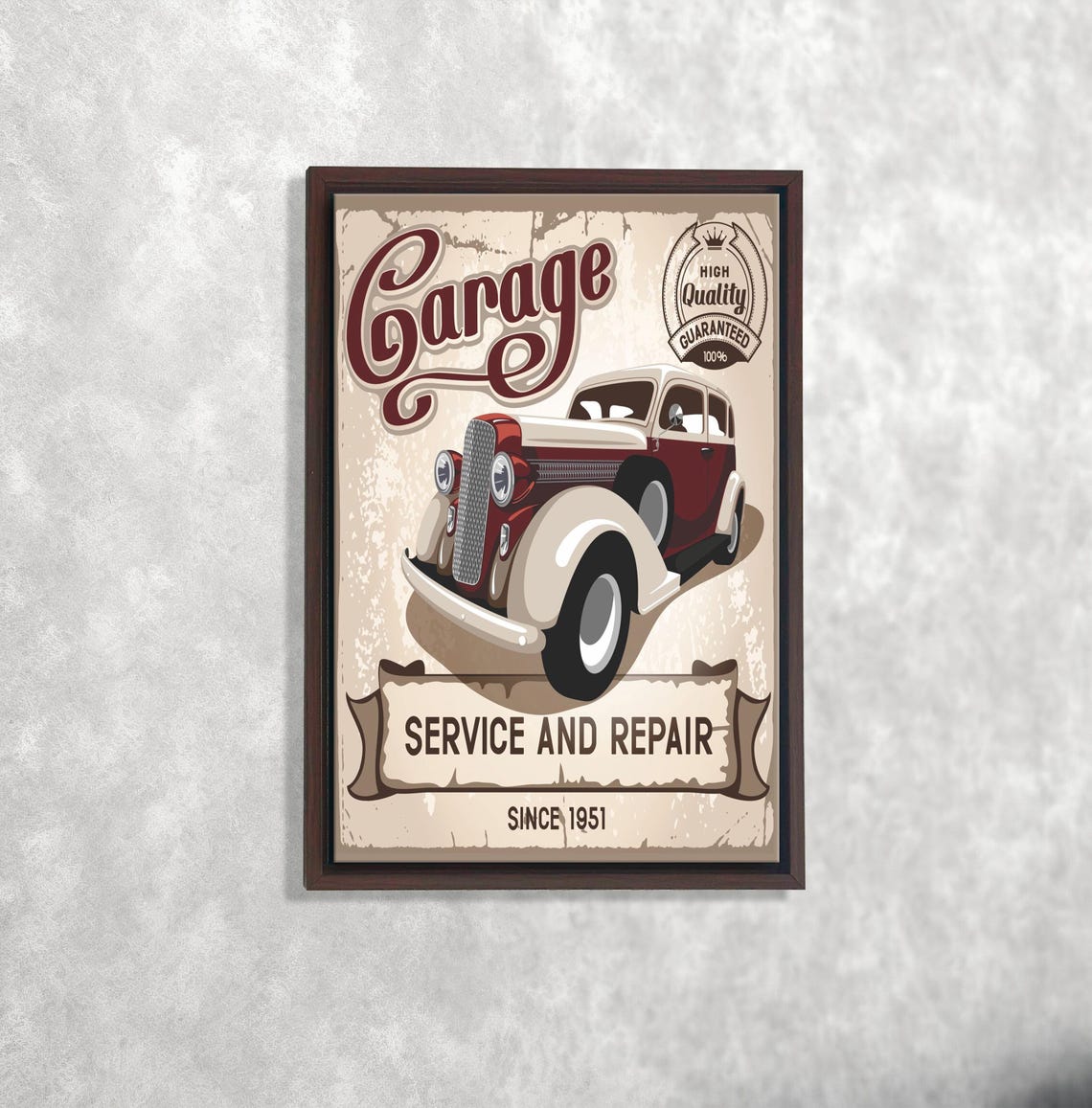Vintage Garage Wall Art, Retro Car Poster, Mechanic, Classic Auto Shop ...