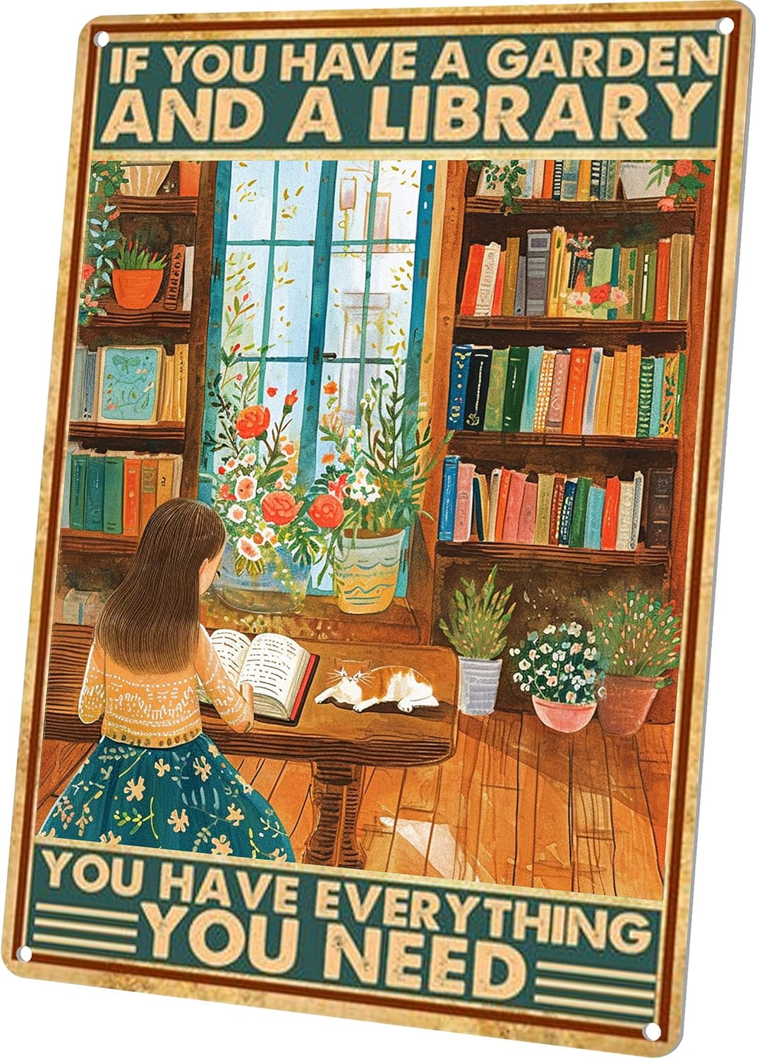 Vintage Garden Decor Reading Signs Positive Quotes Home Library Wall ...