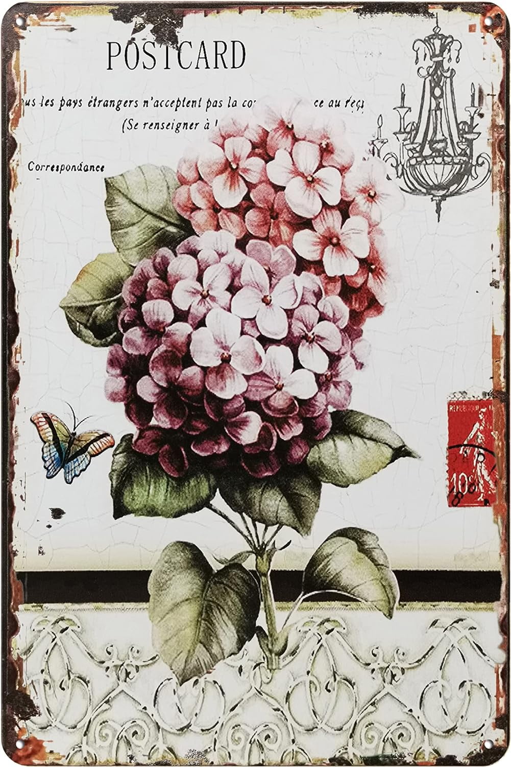 Vintage Garden Metal Sign Flower Hydrangea Tin Sign Retro Wall Decor ...