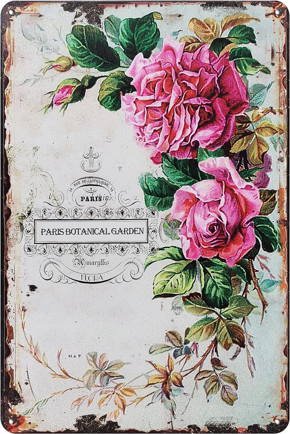 Vintage Garden Metal Sign Flower rose Tin Sign Retro Wall Decor 8X12 ...
