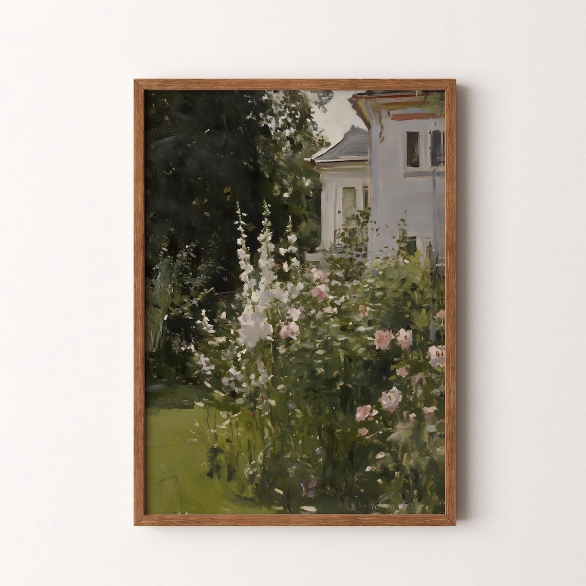 Vintage Garden Path Soft Cottage Floral Landscape Art, Unframed Canvas ...