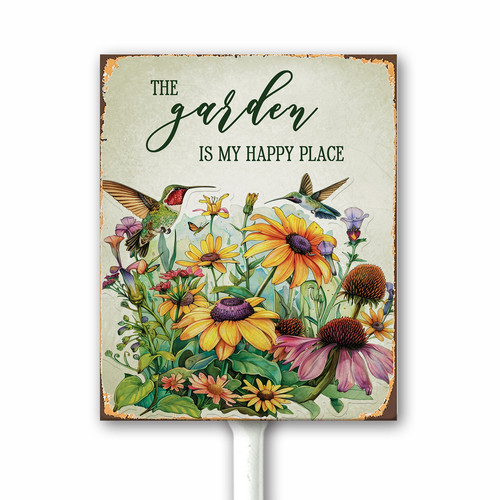 Vintage Garden Sign - Garden is My Happy Place - Inspirational ...