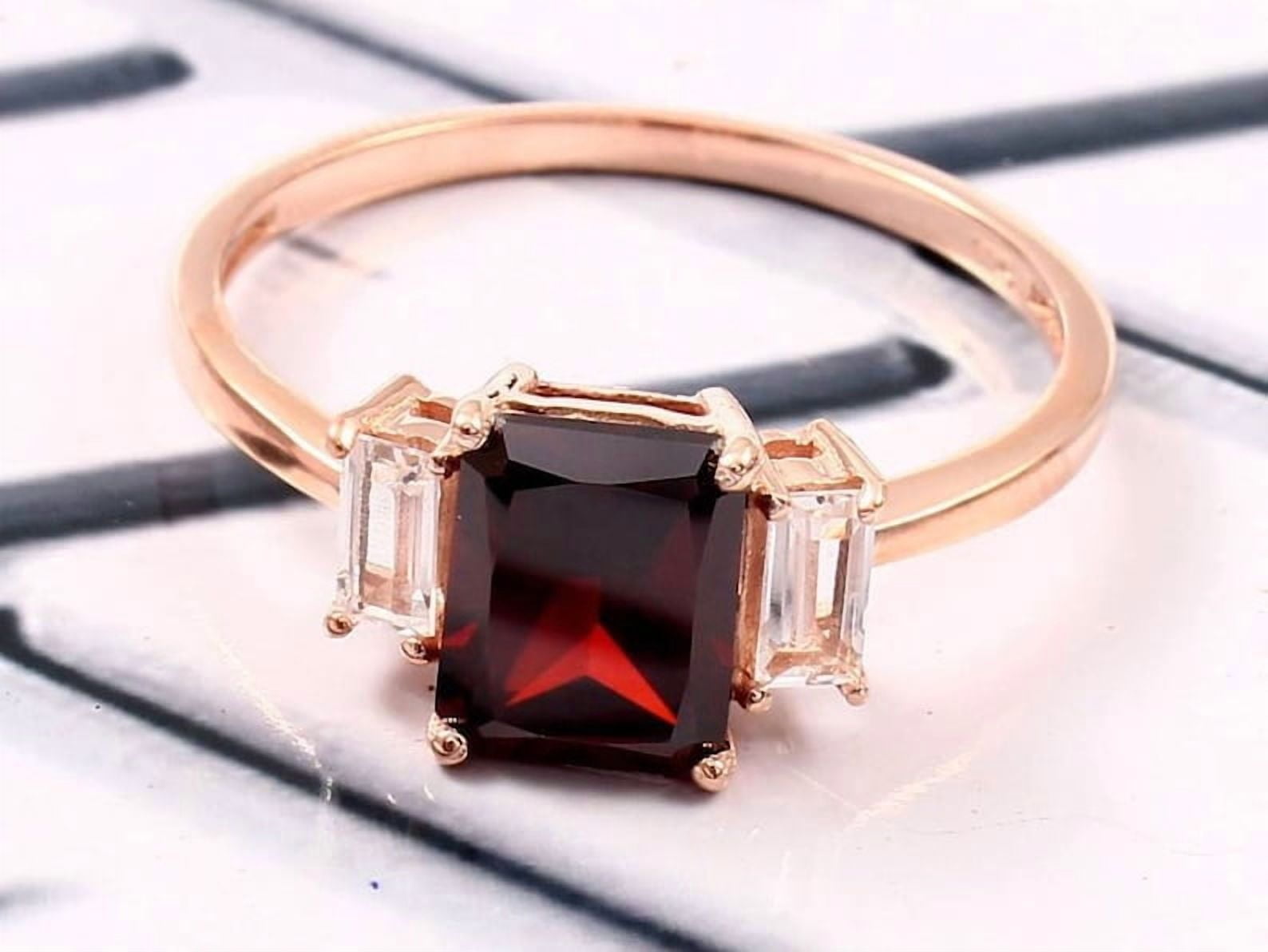 Vintage Garnet Engagement Ring 4ctEmerald Cut 925Silver Engagement Cluster Ring Moissanite ...