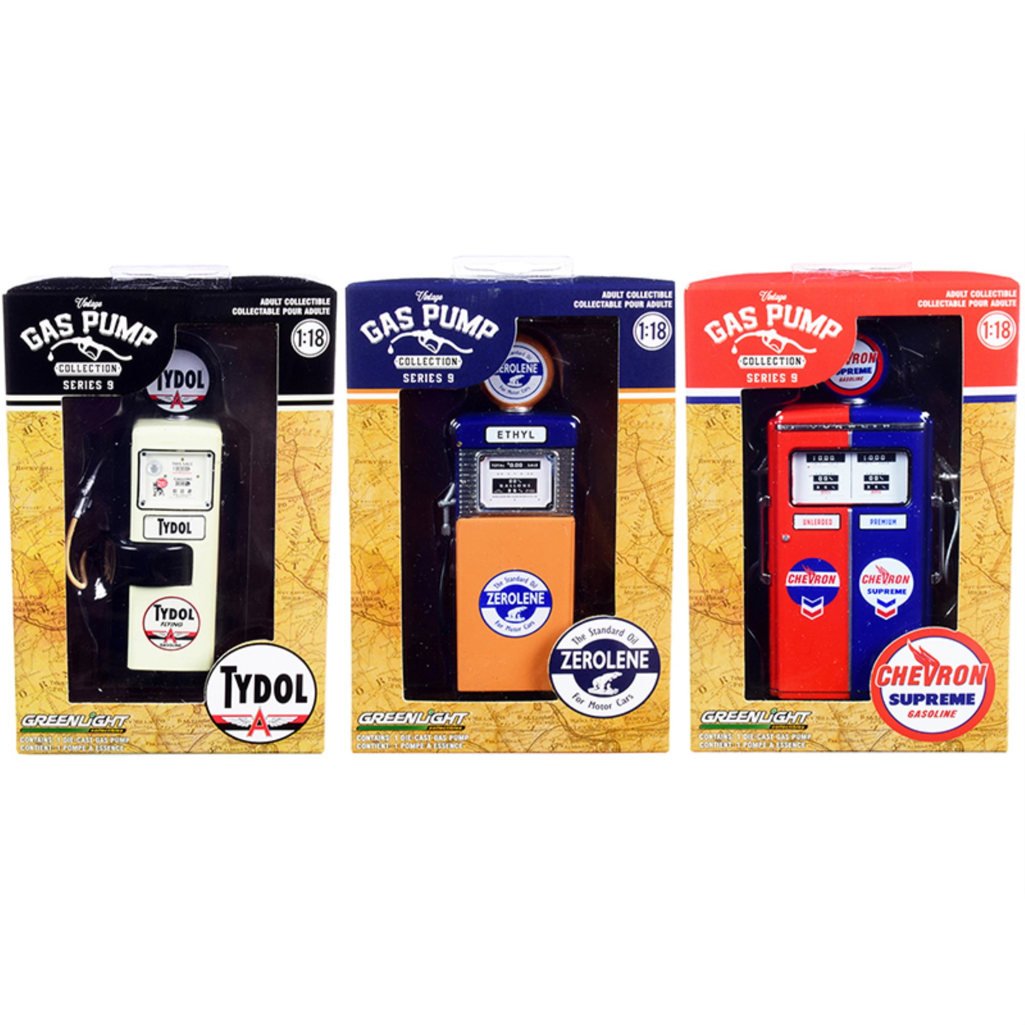 "Vintage Gas Pump" Set of 3 Pumps Series 9 1/18 Diecast Models by ...