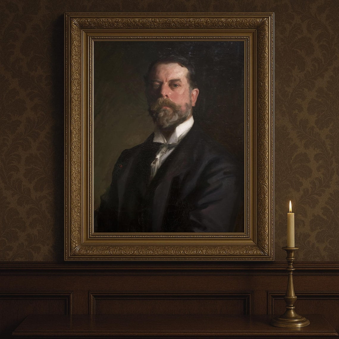 Vintage Gentleman Portrait Rustic Victorian Era Art Poster UNFRAMED ...