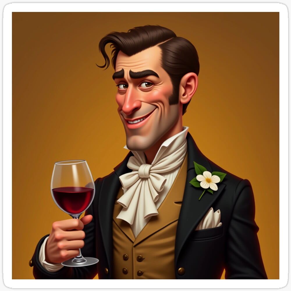 Vintage Gentleman Toasting - Humorous Digital Art Sticker Phone Decal ...