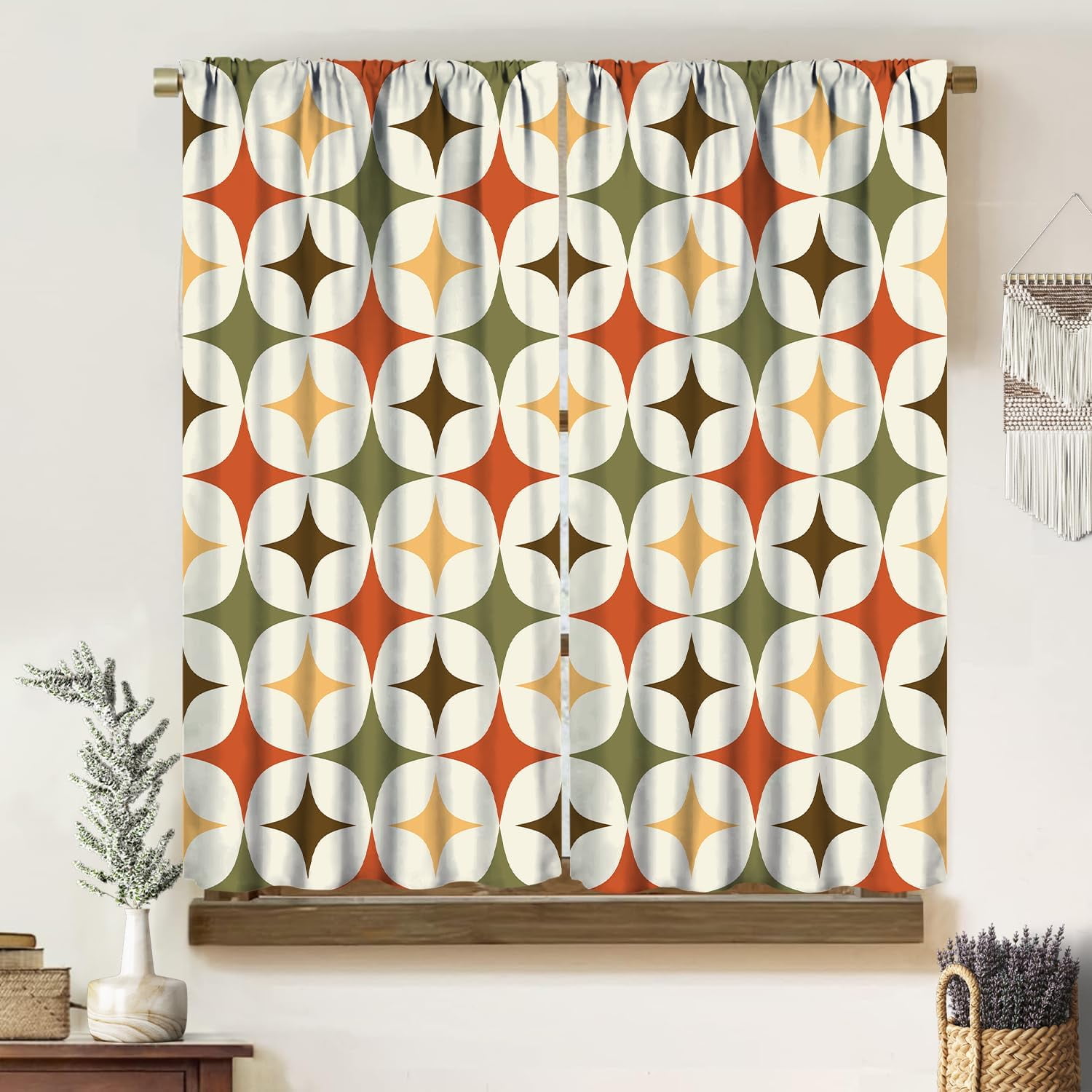 Vintage Geometric Curtains, Modern Mid Century Classic 1960s Iconic ...