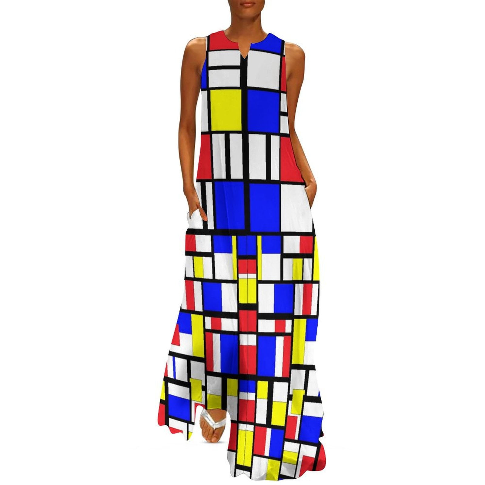 Vintage Geometric Dress Summer Black Gold Abstract Streetwear Bohemia ...