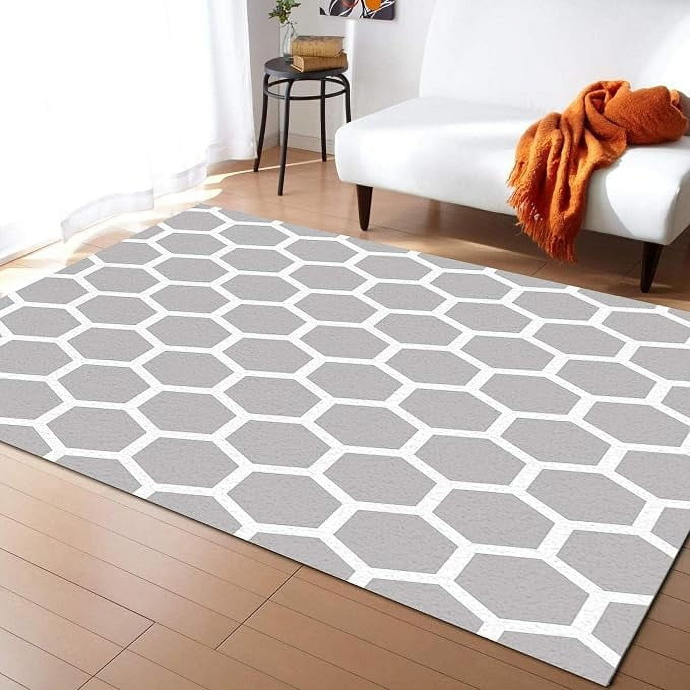 Vintage Geometric Watercolor Area Rugs, Gray Pattern Easy Clean Rug ...
