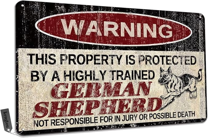 Vintage German Shepherd Metal Sign Warning This Property is Protected ...