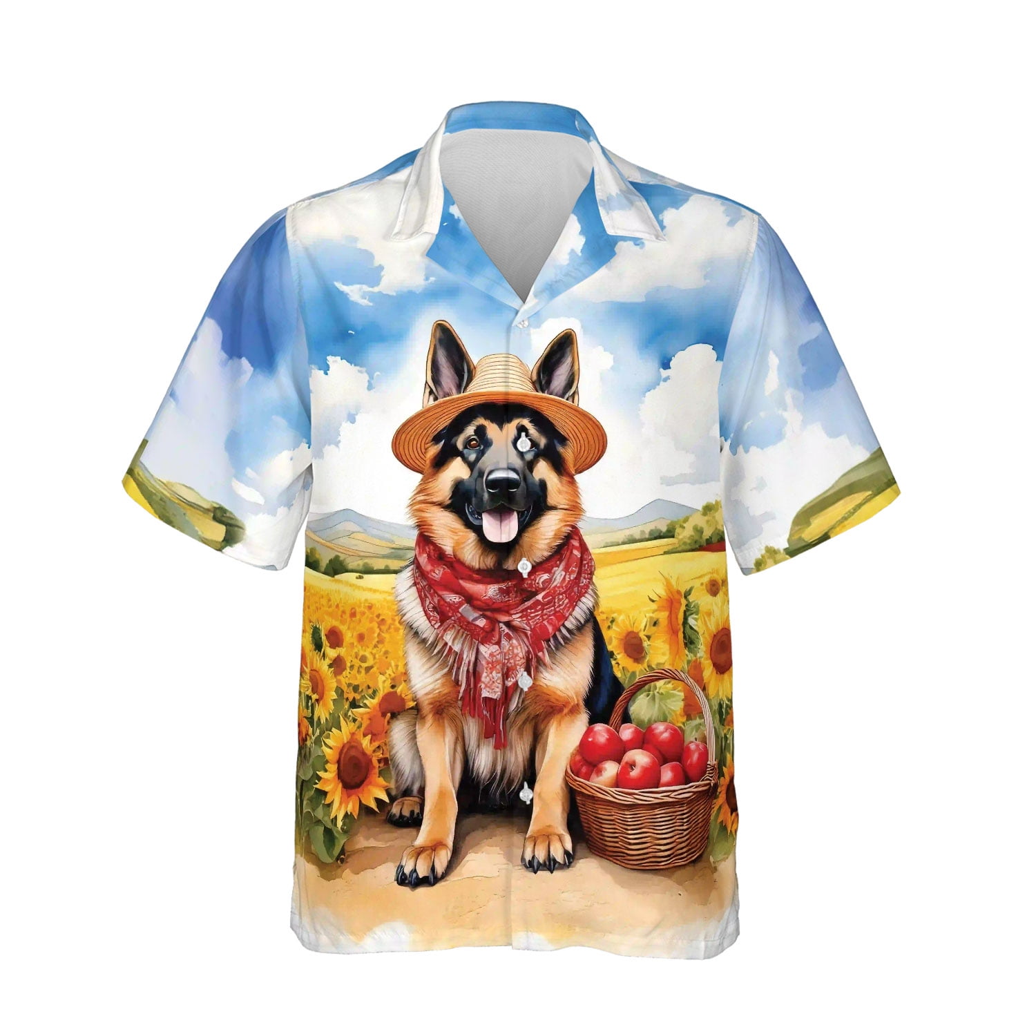 Vintage German Shepherd Says Hello Mother's Day Summer Sunflower Field ...