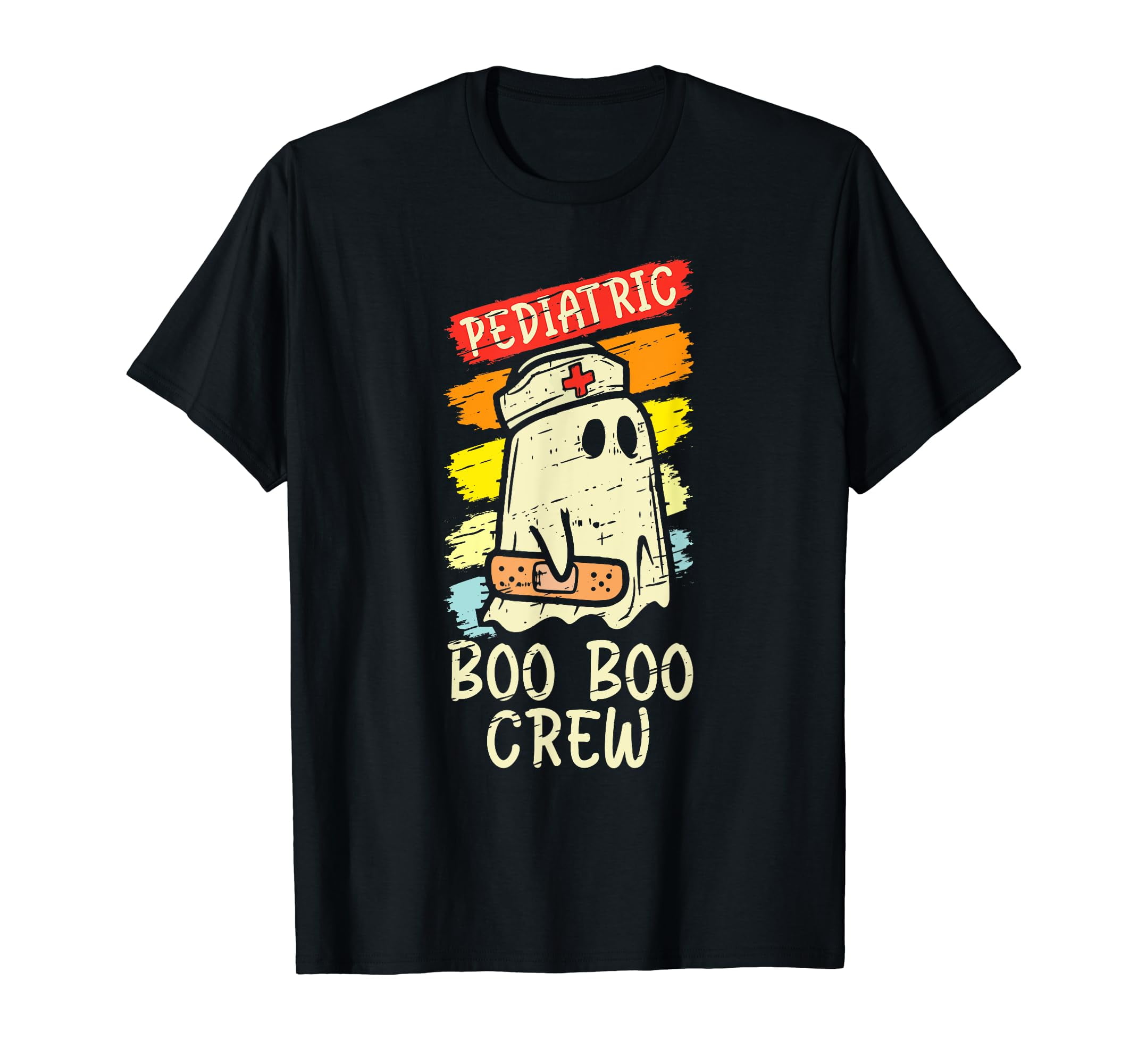 Vintage Ghost Halloween Pediatric Nurse Peds Boo Boo Crew T-Shirt ...