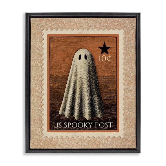 Vintage Ghost Stamp Black Framed Floater Canvas Wall Art, design by ...