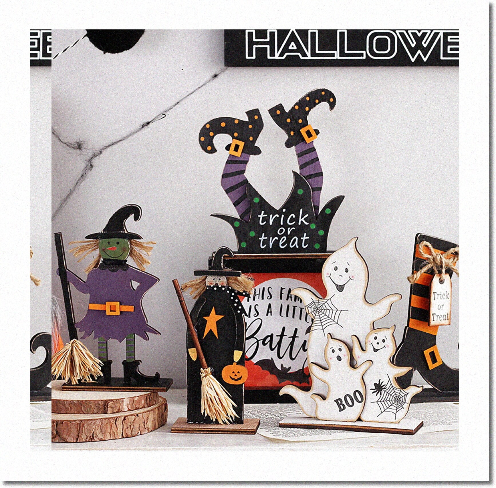 Vintage Ghostly Wooden Table Signs - Set of 5 Spooky Decorations for ...