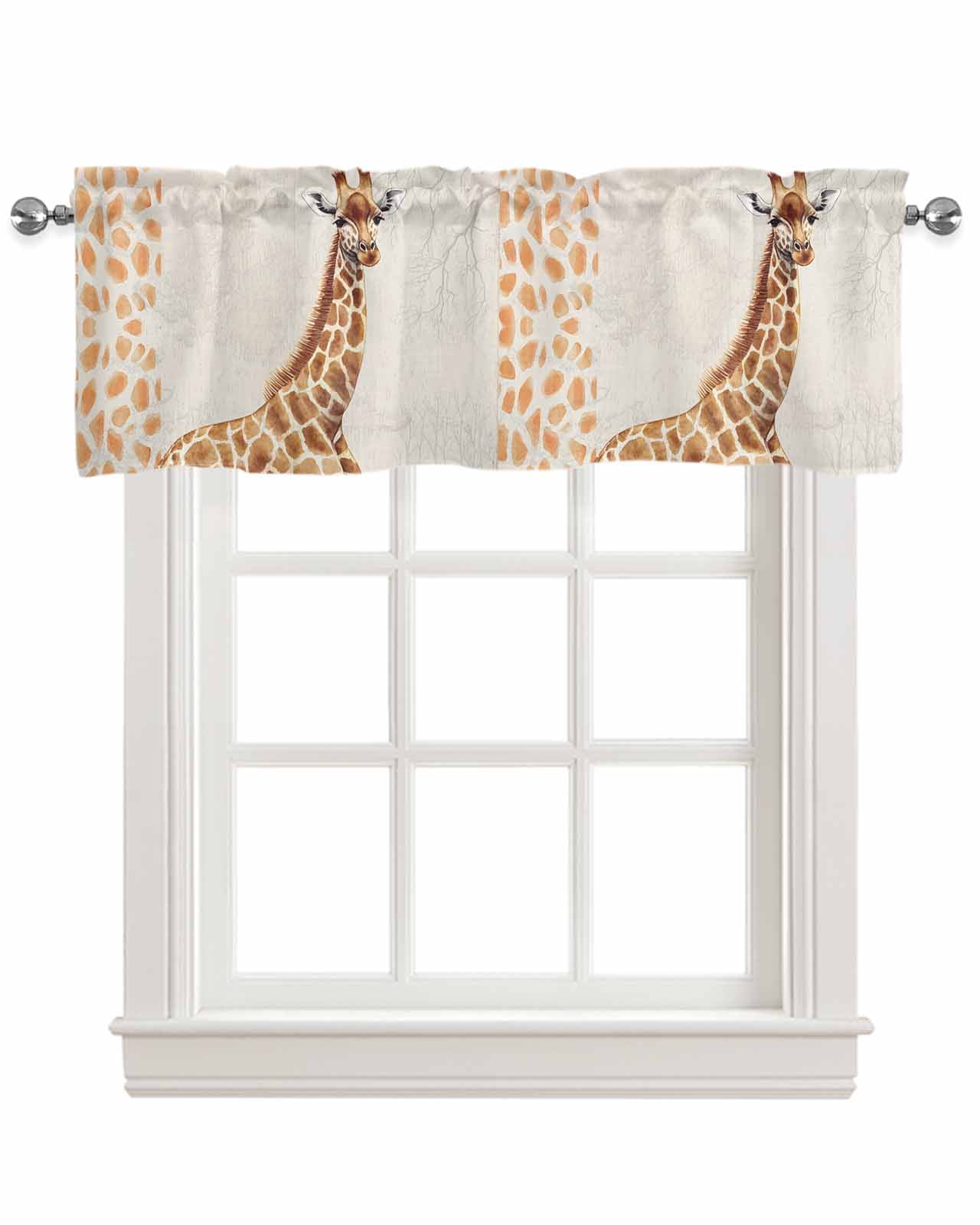 Vintage Giraffe Kitchen Valances for Windows Farmhouse Linen Window ...