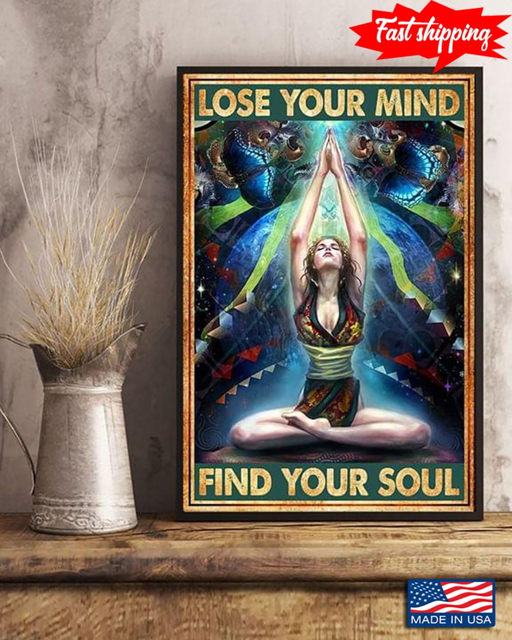 Vintage Girl Doing Yoga Lose Your Mind Find Your Soul 11 x 17 Inch ...