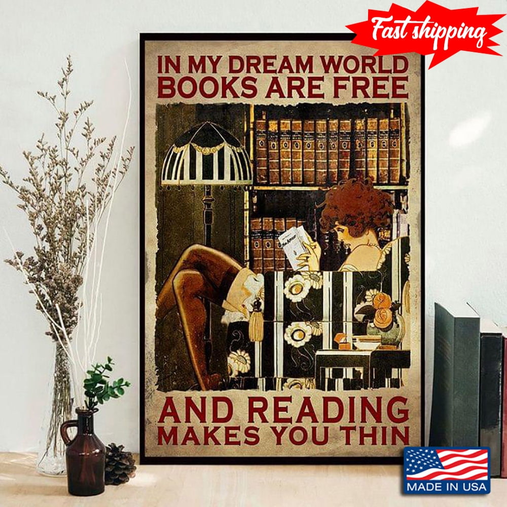 Vintage Girl Reading Book In My Dream World Books Are Free And Reading ...