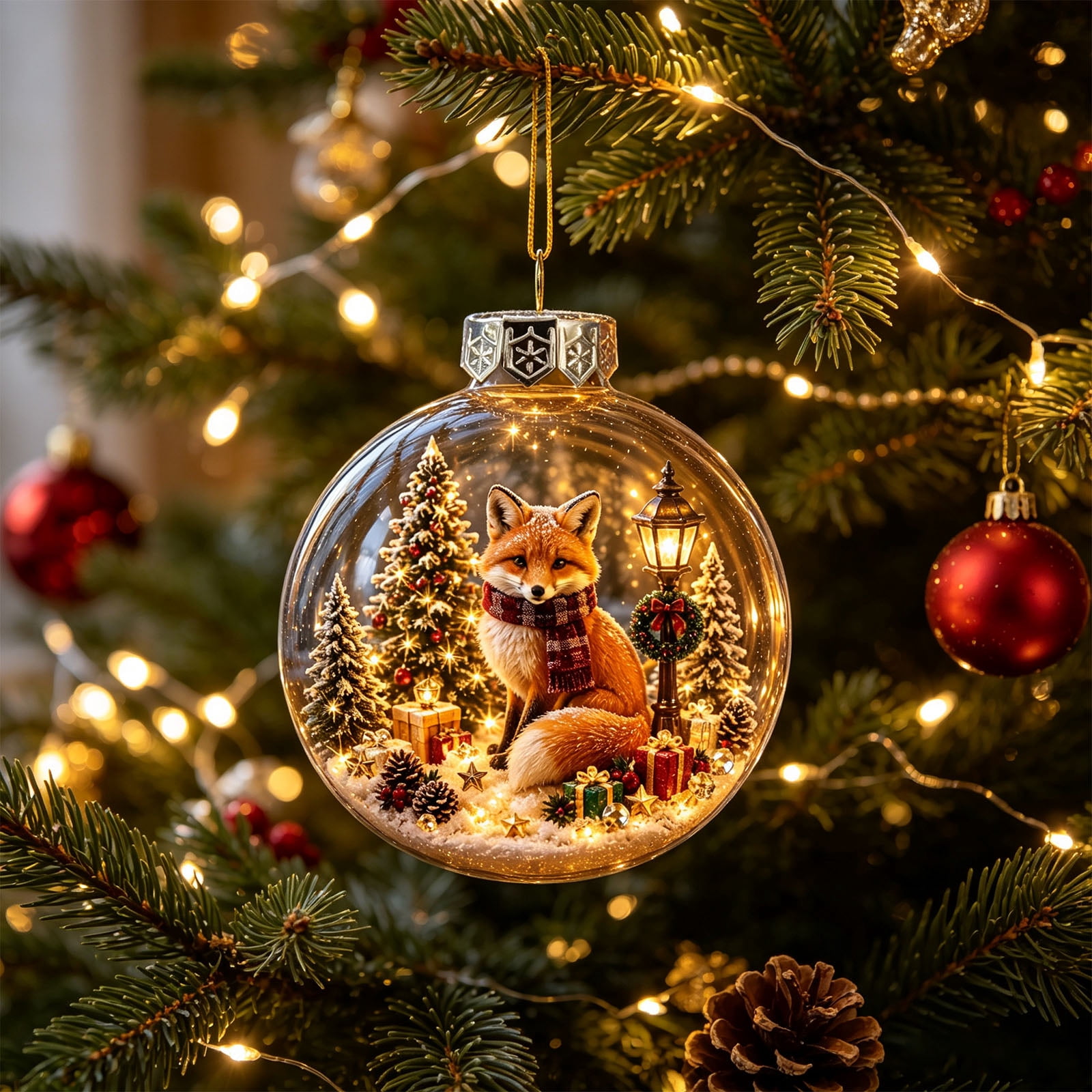Vintage Glass Christmas Ornaments with Lights, Shiny Crystal Tree ...
