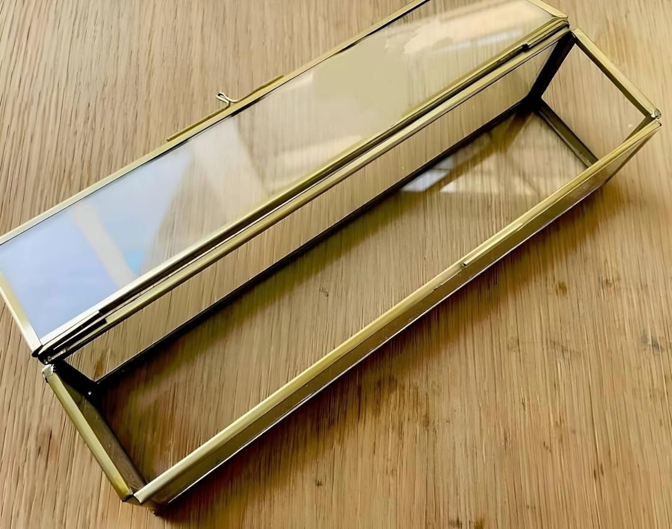 Vintage Glass Display Box with Brass Coating Frame for Wedding Card ...
