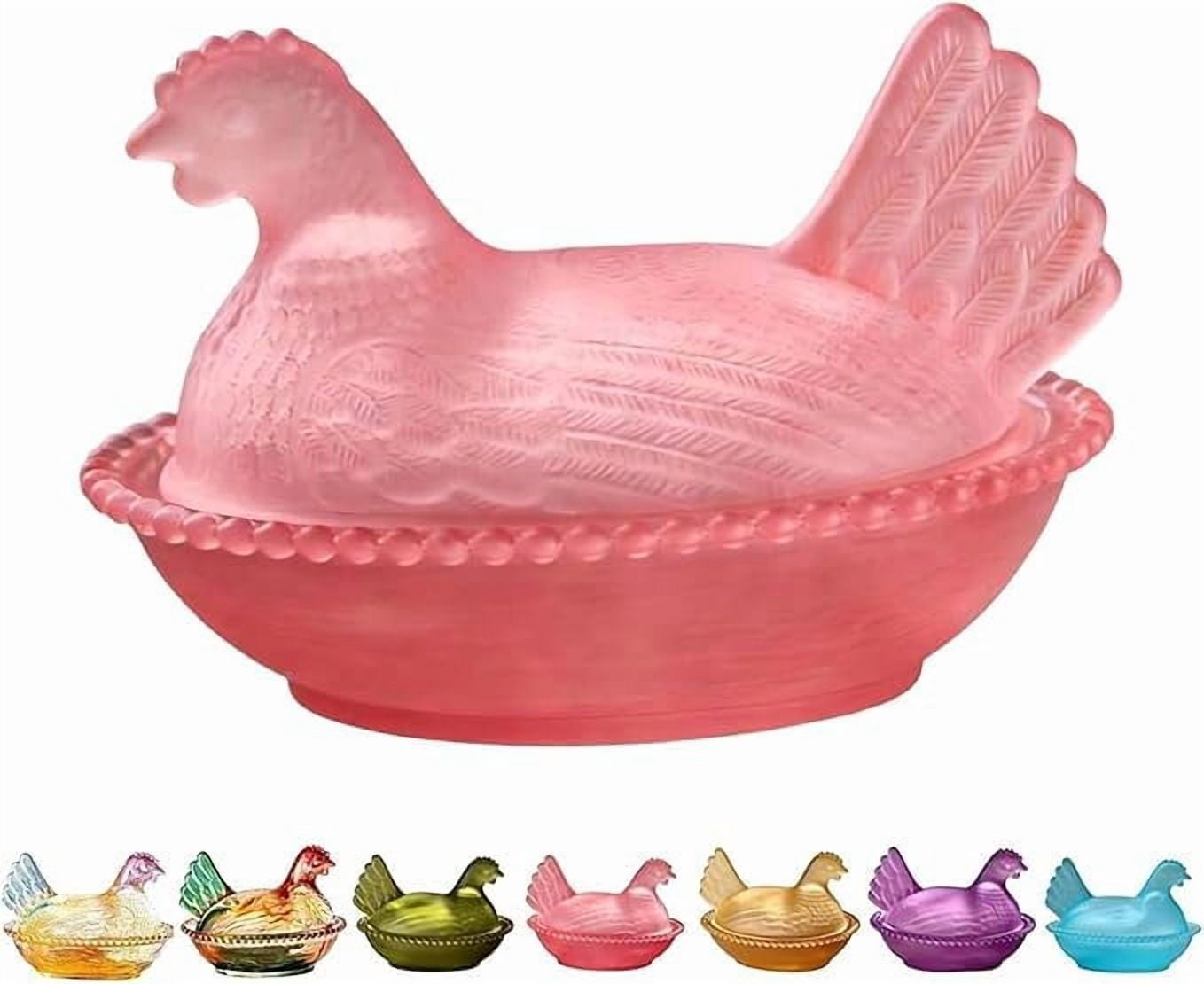 Vintage Glass Hen on Nest Candy Dish with Lid - Chicken Shaped Crystal ...