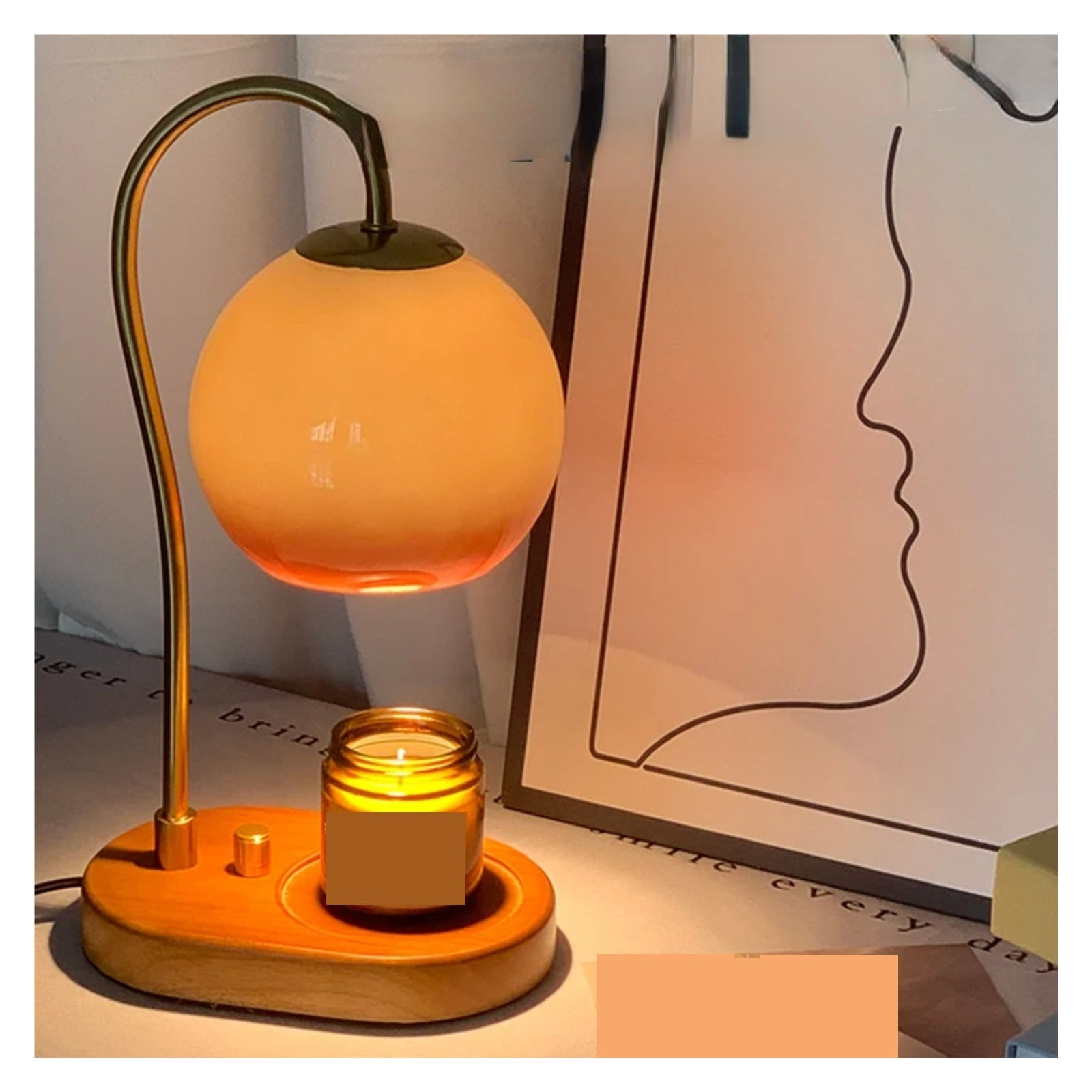 Vintage Glass Table Lamp Candle Table Lamp GU10 Adjustable Warm Light ...