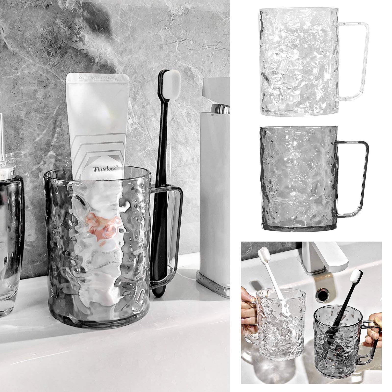 Vintage Glass Tumbler with Handle - 400ml Clear Beverage Cup for Wine ...