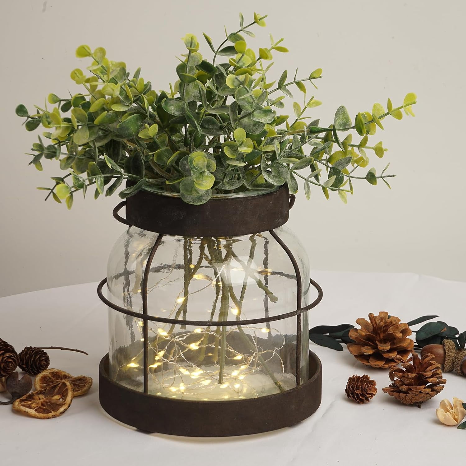 Vintage Glass Vase, Modern Farmhouse Decor, Rustic Vase for Living Room ...