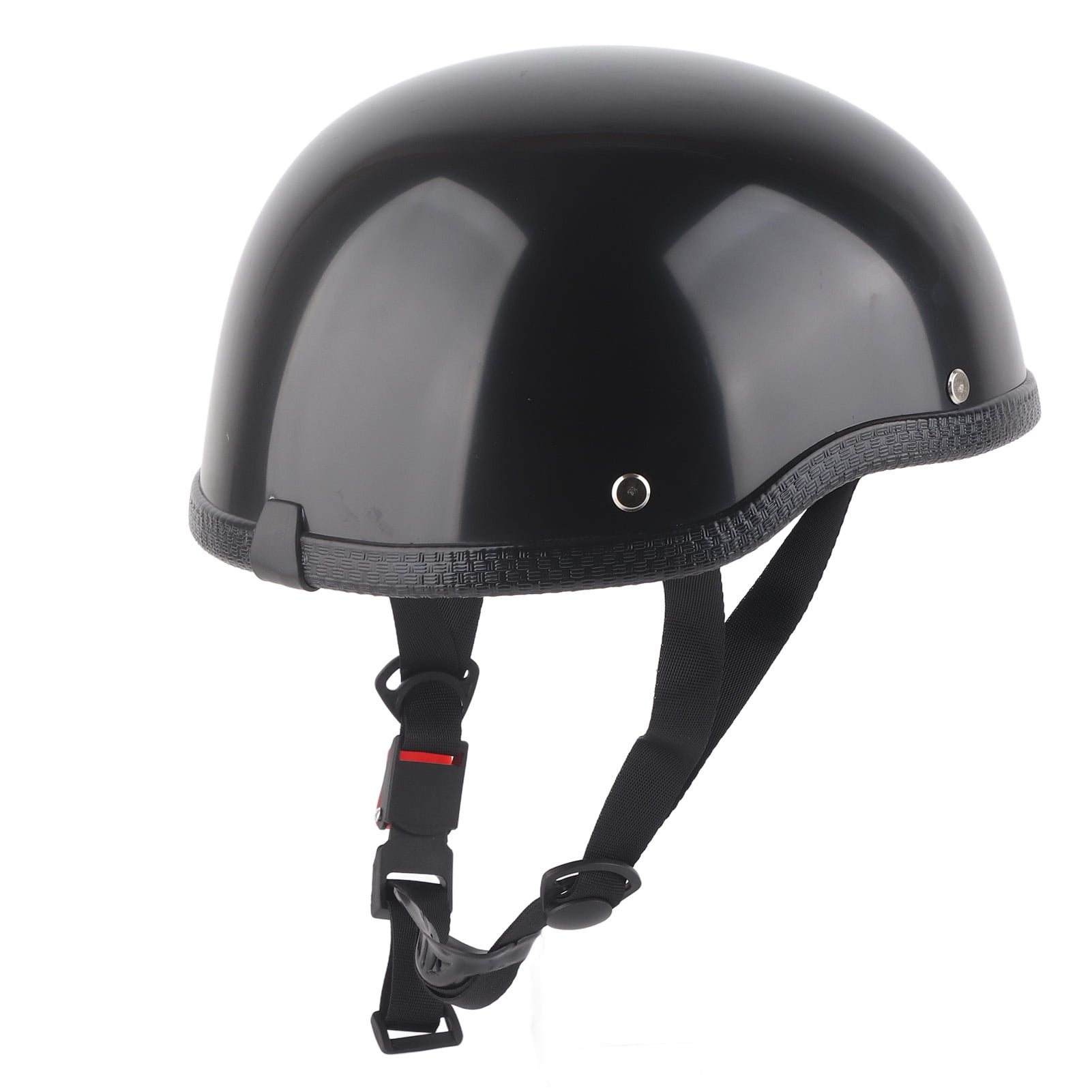 Vintage Gloss Black Half Face Motorcycle Helmet | Glass Fiber Shell ...