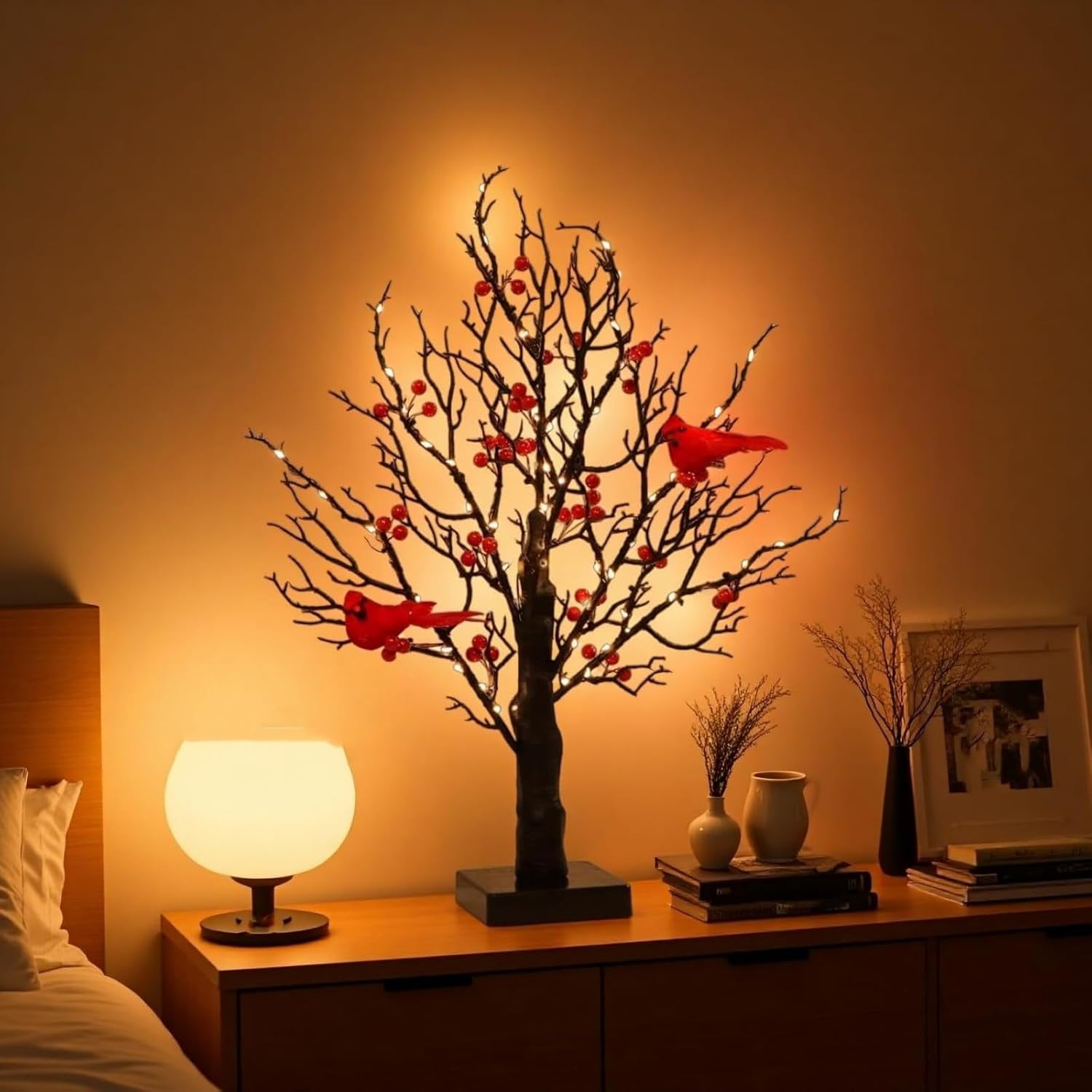 Vintage Glowing Tree with Cardinals, Cardinal Tree with Moving Birds, Ansurely Cardinal Tree ...