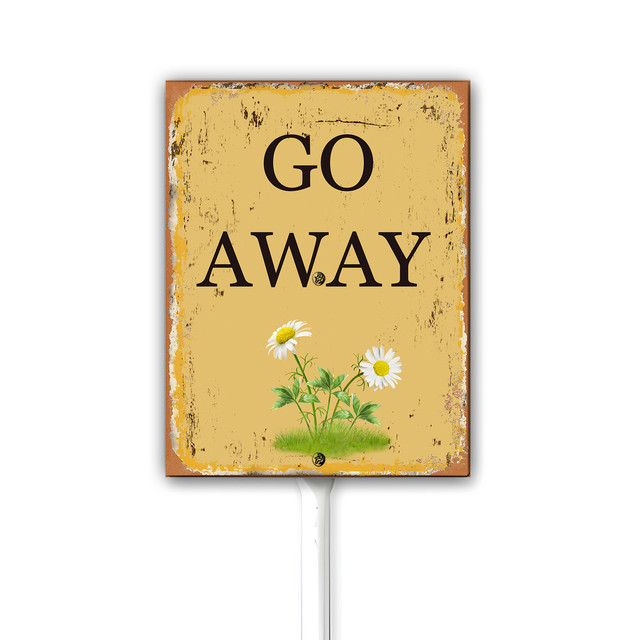 Vintage Go Away Metal Sign Funny Yard Signs, Unwelcome Lawn Signs With ...