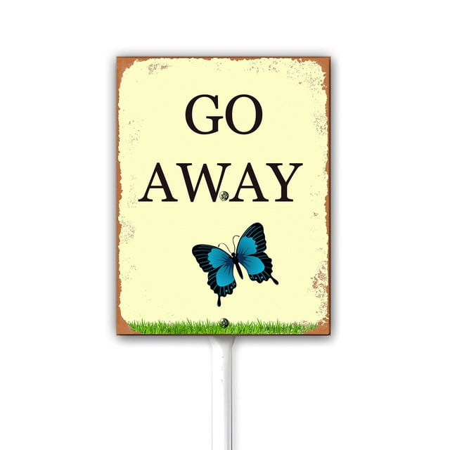 Vintage Go Away Metal Sign Funny Yard Signs, Unwelcome Lawn Signs With ...