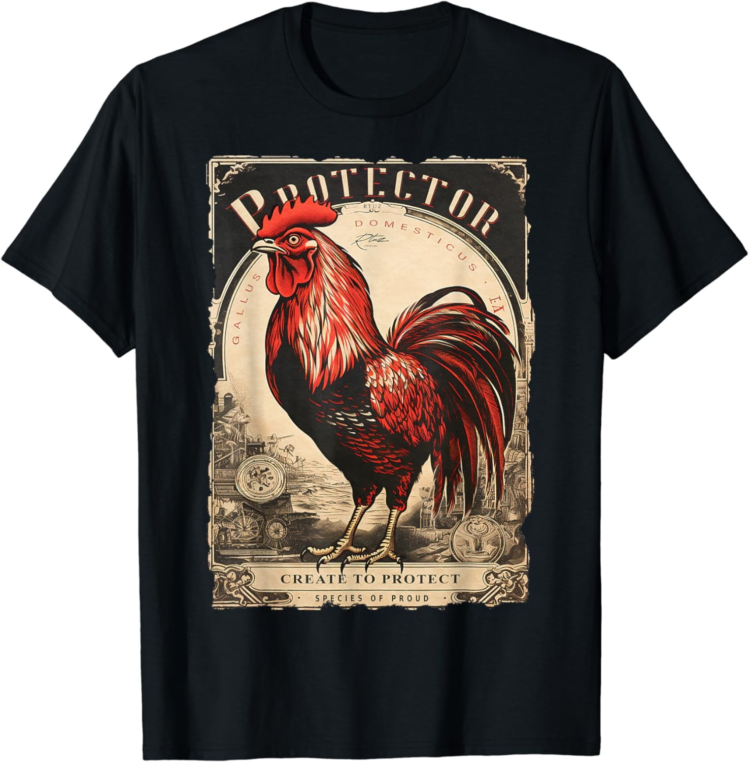 Vintage Gockel Elegant Rooster Bird Chicken Farmer Rooster T-Shirt ...