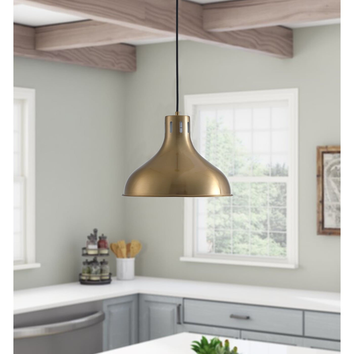 Vintage Gold 1-Light Unique Dome Shape Pendant Lighting Fixture ...