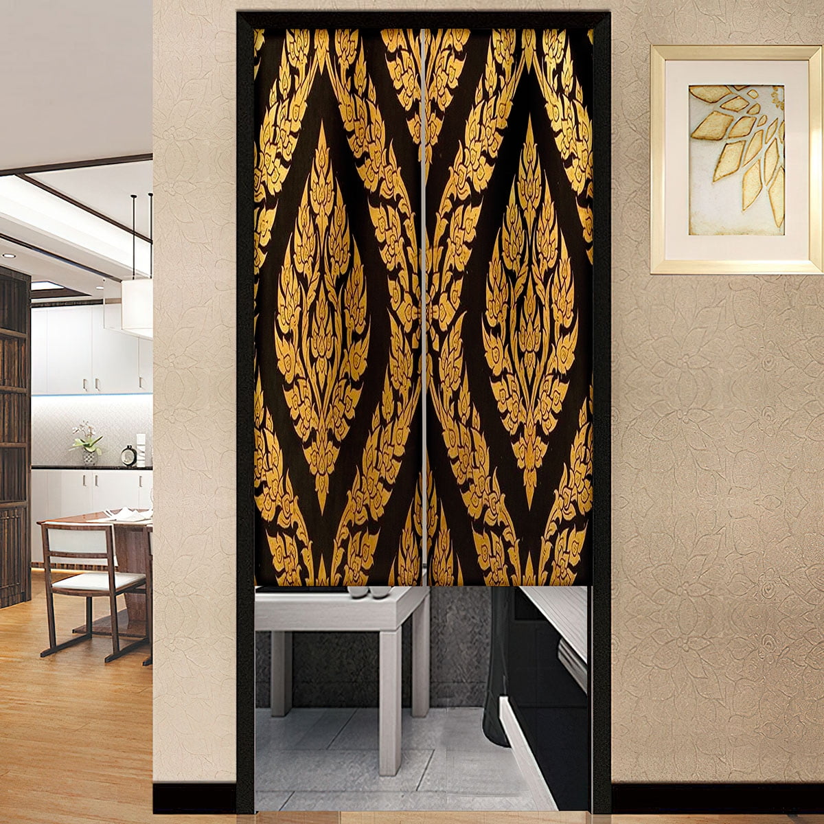 Vintage Gold Print Japanese Door Curtain Hotel Room Kitchen Partition ...