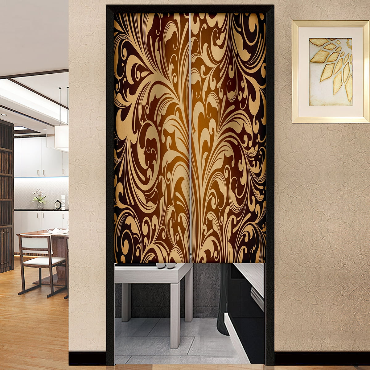 Vintage Gold Print Japanese Door Curtain Hotel Room Kitchen Partition ...