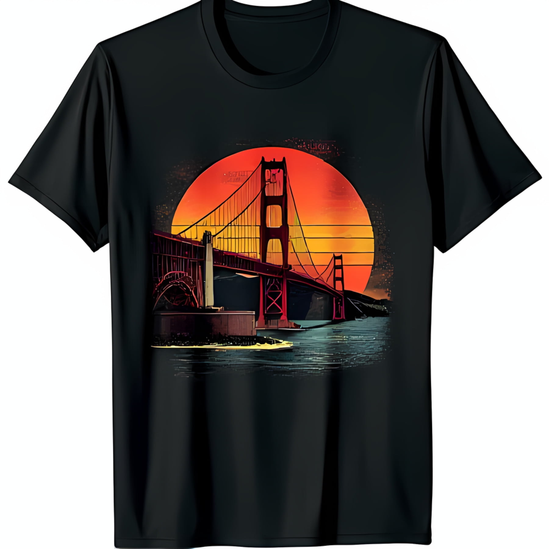 Vintage Golden Gate Bridge Graphic Black T-Shirt Retro San Design ...