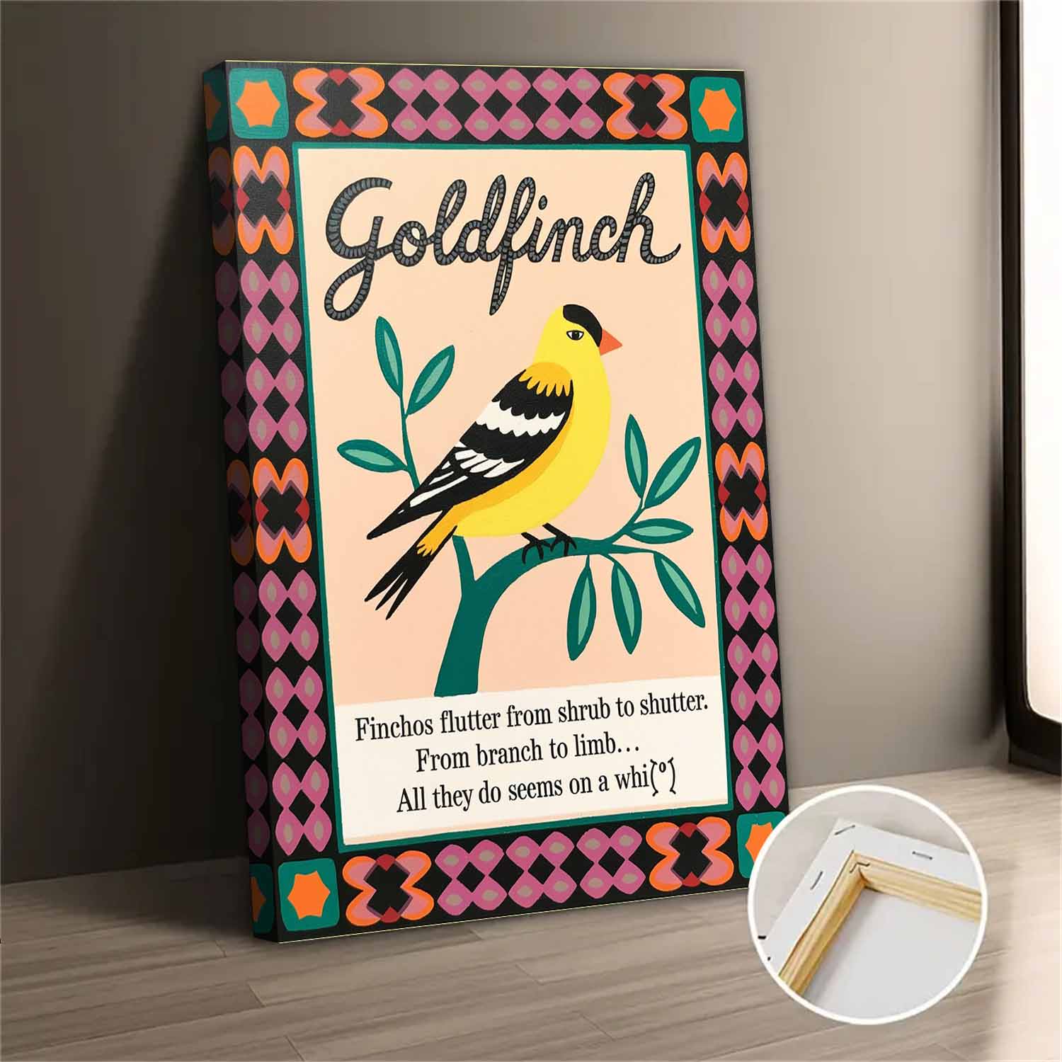 Vintage Goldfinch Bird Canvas Wall Art Print for Bedroom Living Room ...