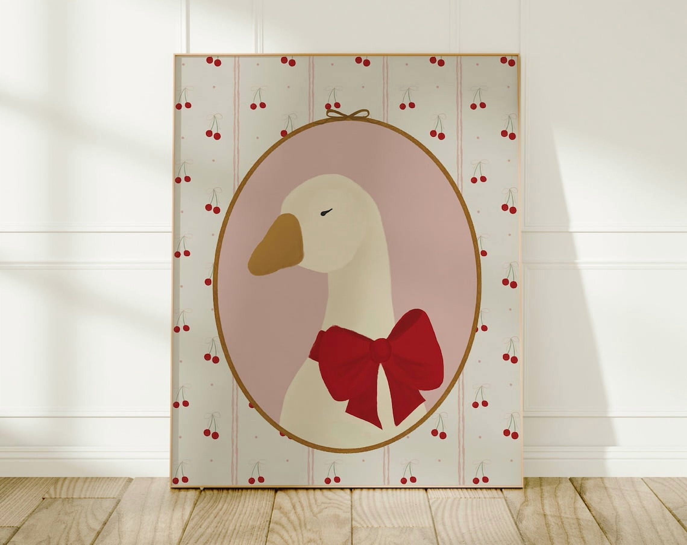 Vintage Goose Print, Grandmillenial Art, Coquette Art, Girl Goose ...